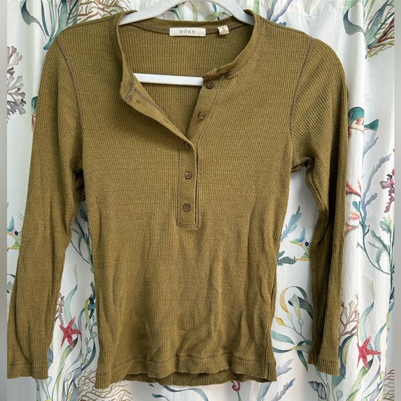 Doen | Tops | Doen Henley Long Sleeve Tee | Poshmark